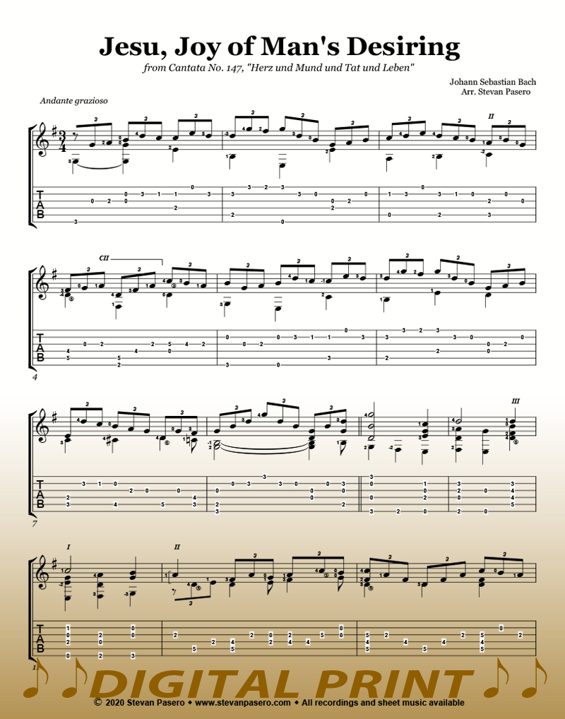 Jesu, Joy of Man's Desiring - Stevan Pasero Music Recordings, Sheet ...